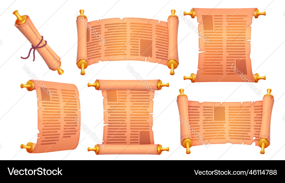 Ancient parchment torah scroll set cartoon Vector Image