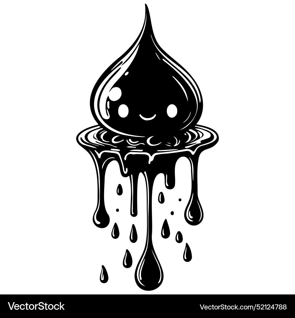 Cartoon drip monochrome outline drawing realistic Vector Image