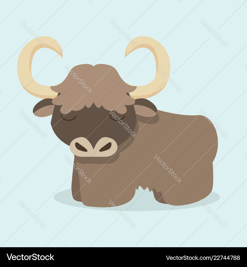 Cute yak cartoon Royalty Free Vector Image - VectorStock