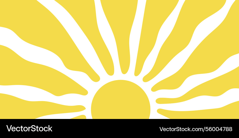 Groovy bright yellow sunburst design with wavy Vector Image