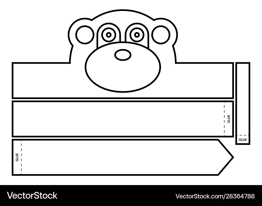 Monkey coloring headband Royalty Free Vector Image