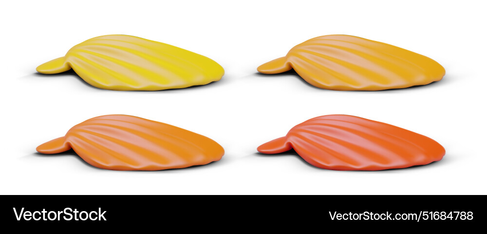 Scallop shell side view set of in different colors