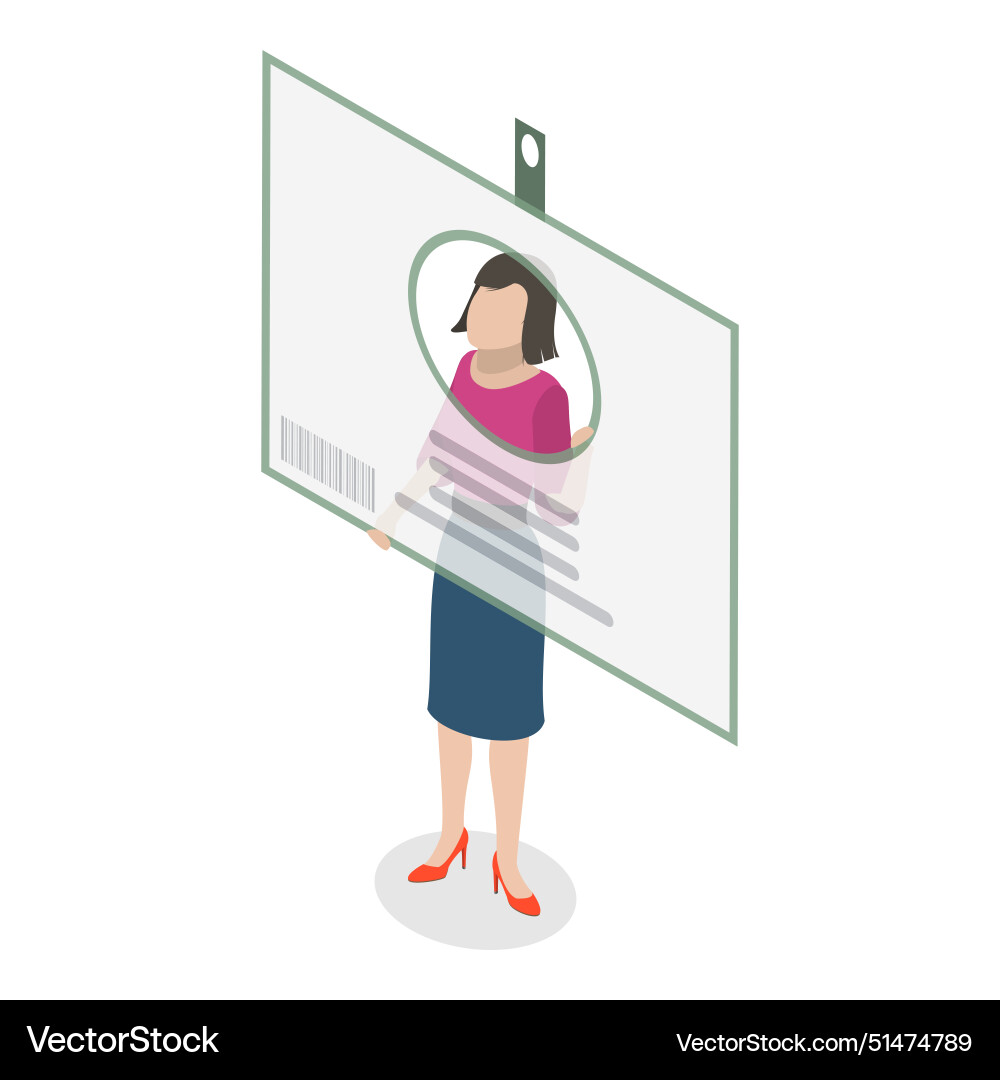 3d isometric flat of identification Royalty Free Vector