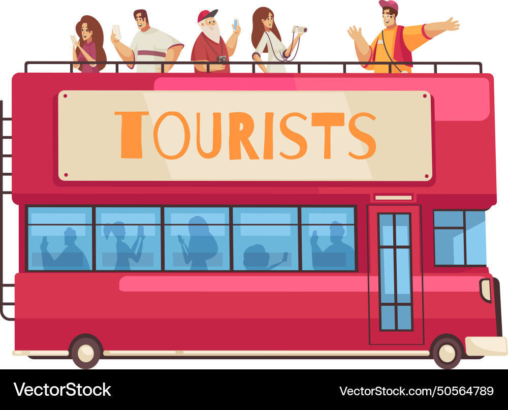 Bus excursion group composition Royalty Free Vector Image