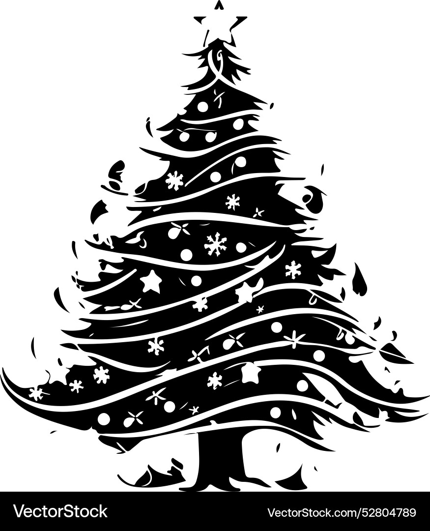 Christmas tree silhouette art Royalty Free Vector Image