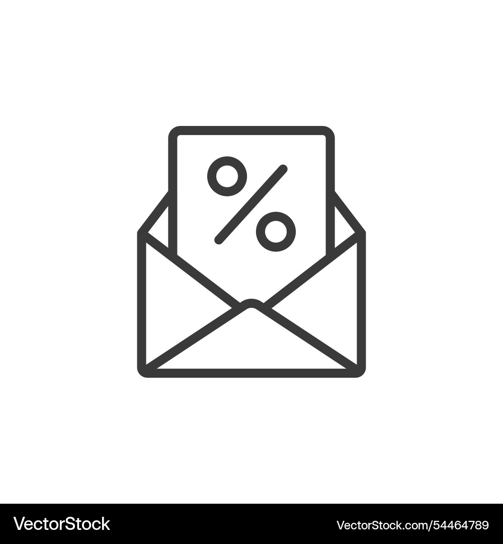 Discount mail icon in line design Royalty Free Vector Image