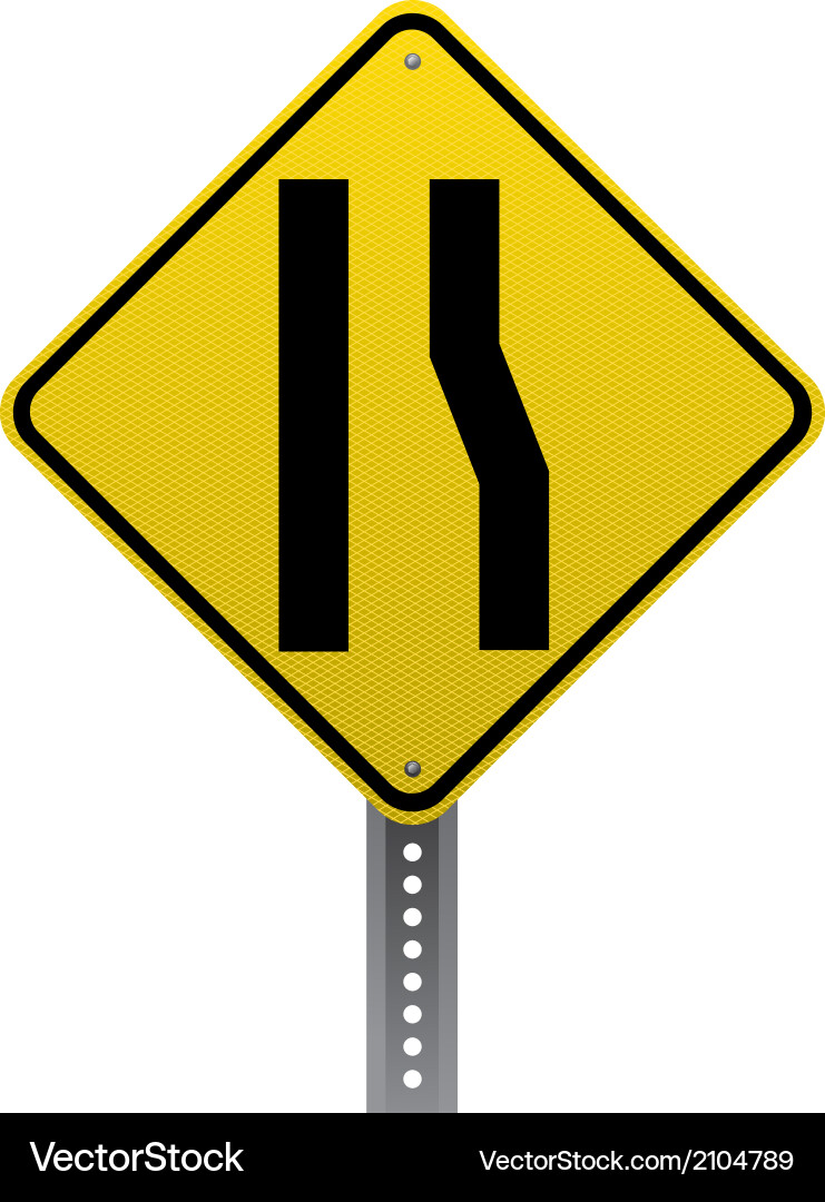 Lane Ends Sign Premium Vector | Lane Ends Sign Traffic Sign Left Lane