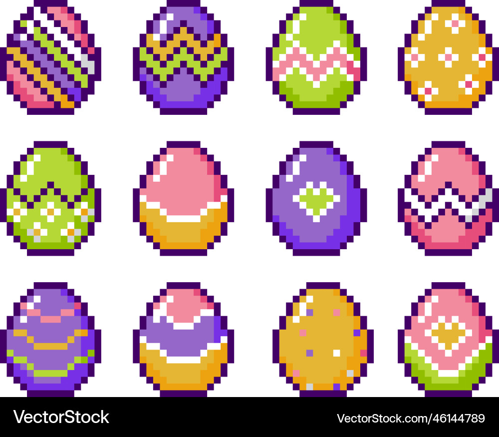 Pixel easter egg collection Royalty Free Vector Image