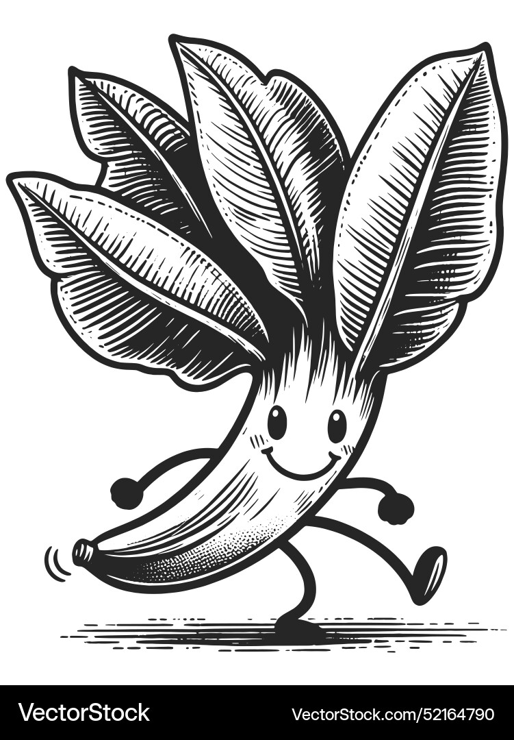 Banana steps and shows class cheerful character Vector Image