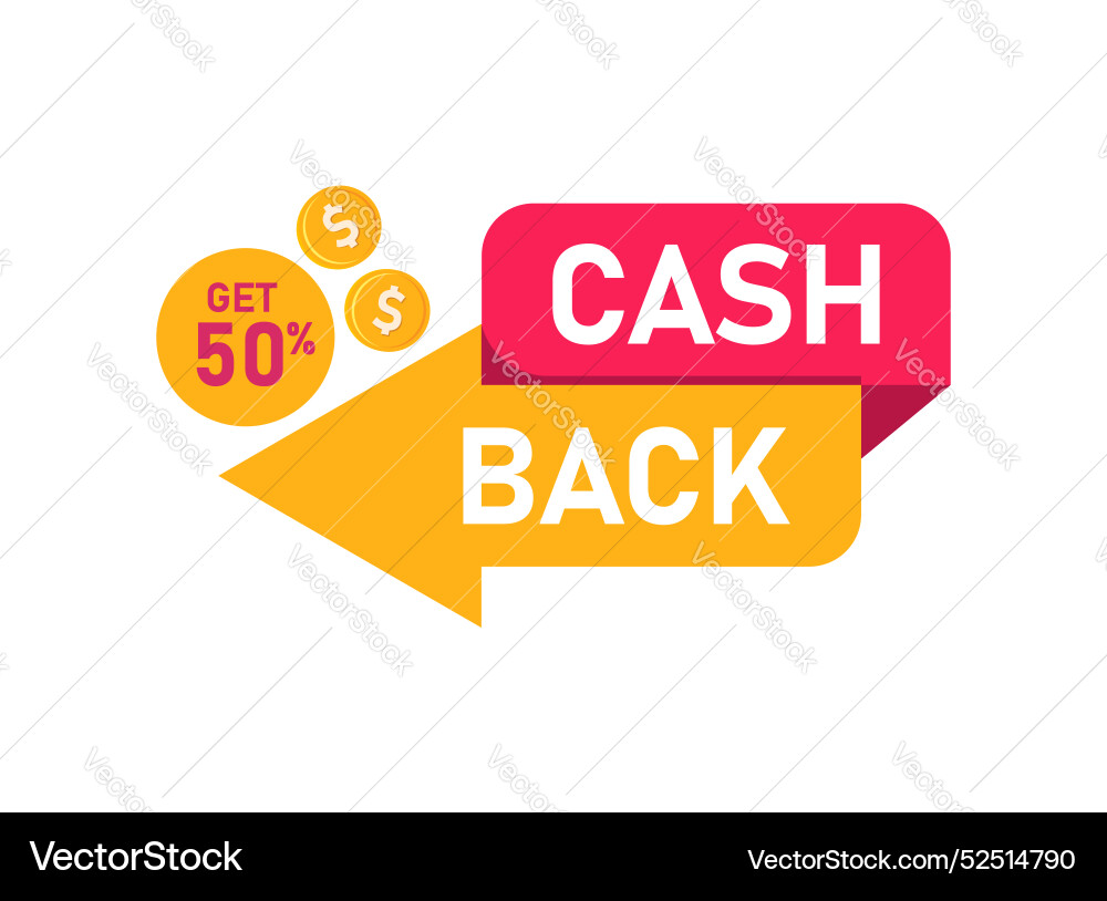 Cashback icon in flat style money back label Vector Image