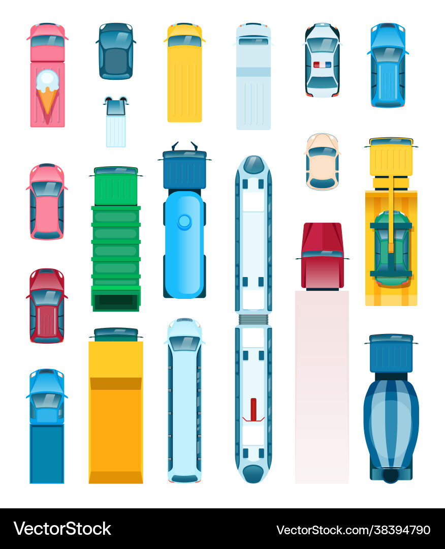 City Transport Vehicles - Top View Royalty Free Vector Image
