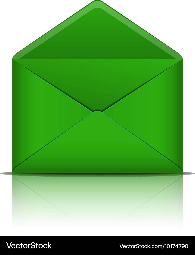 Green open envelope isolated on white background Vector Image