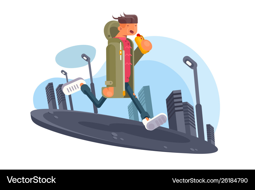 Guy walking around city Royalty Free Vector Image