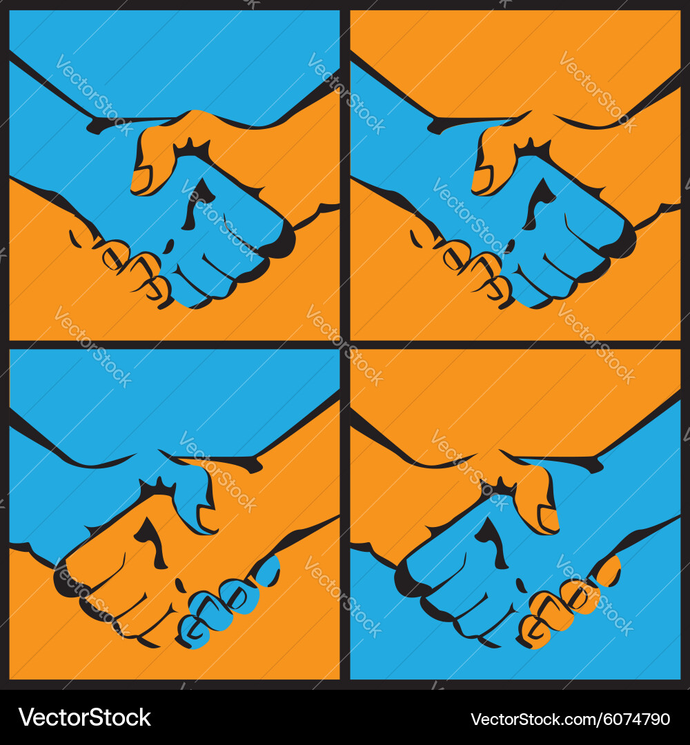 Handshake in several versions Royalty Free Vector Image