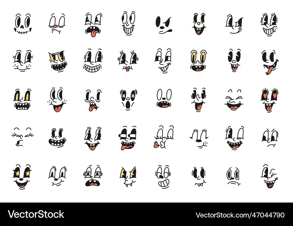 Retro Toon Faces - Vintage Characters Royalty Free Vector