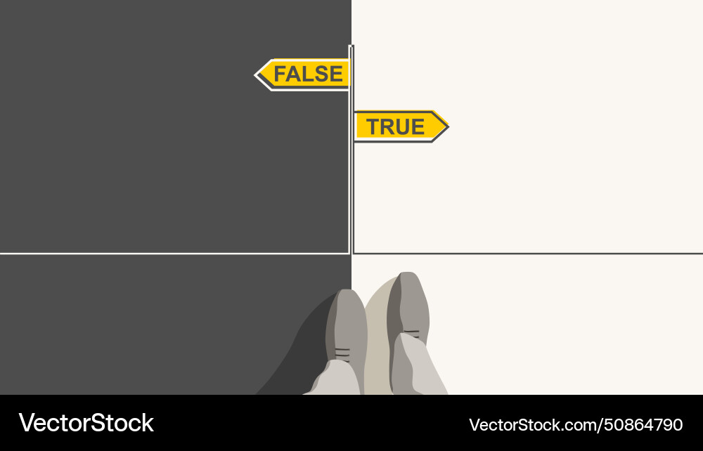 Road signs with true and false pointing Royalty Free Vector