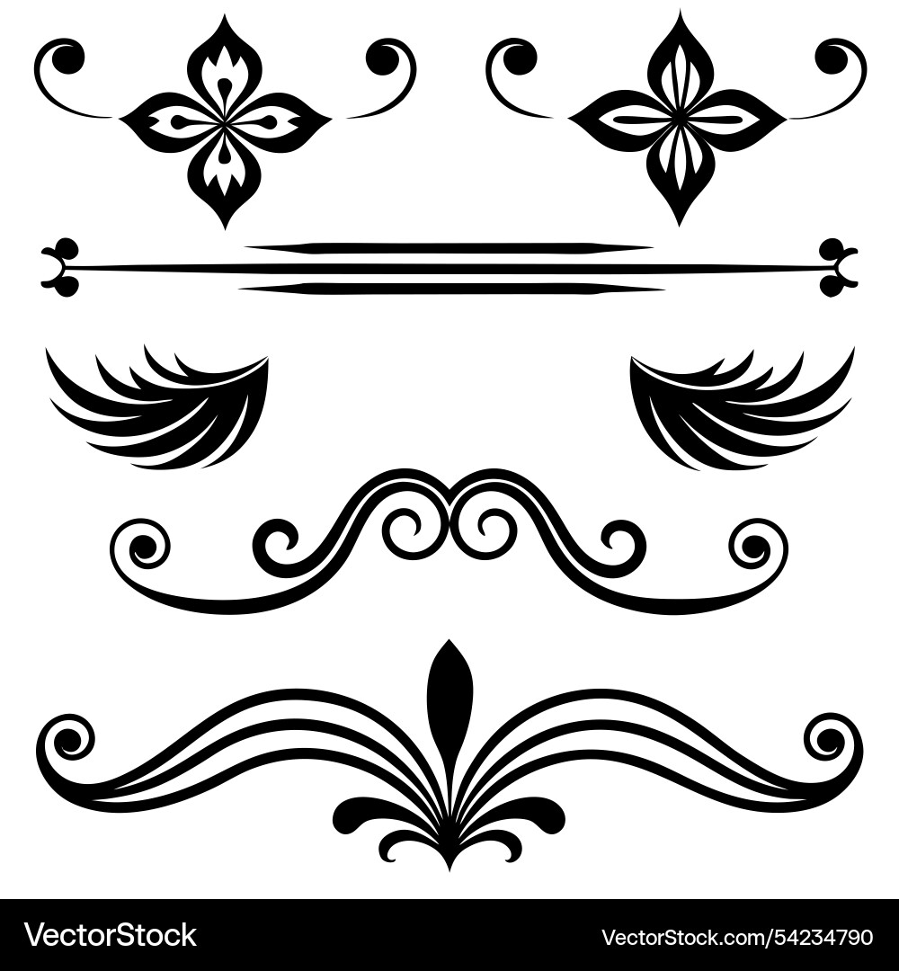 Set of 6 decorative flourish elements - elegant Vector Image