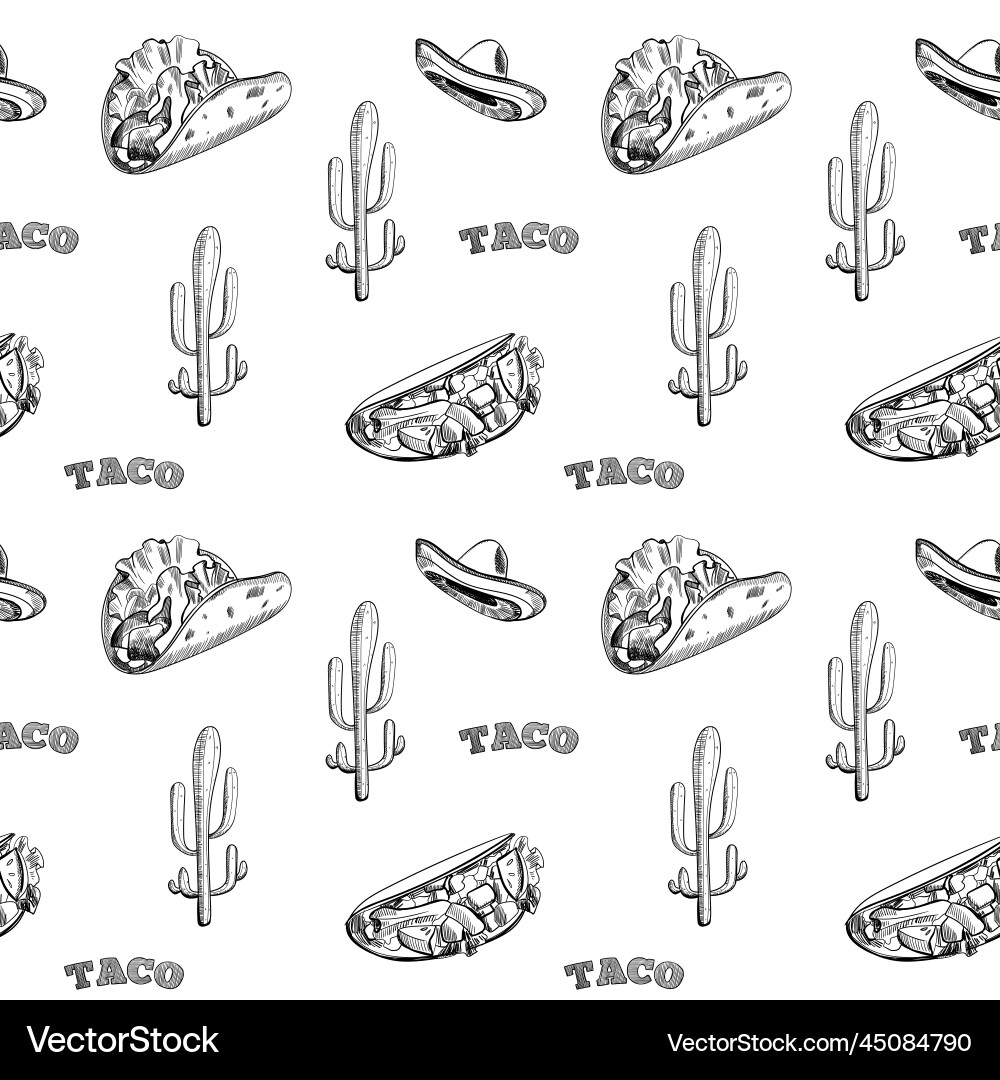 Tacos Seamless Pattern Royalty Free Vector Image