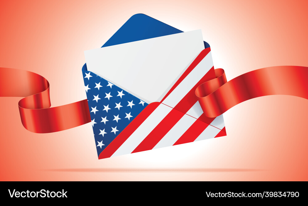 USA Flag Envelope with Ribbon Royalty Free Vector Image