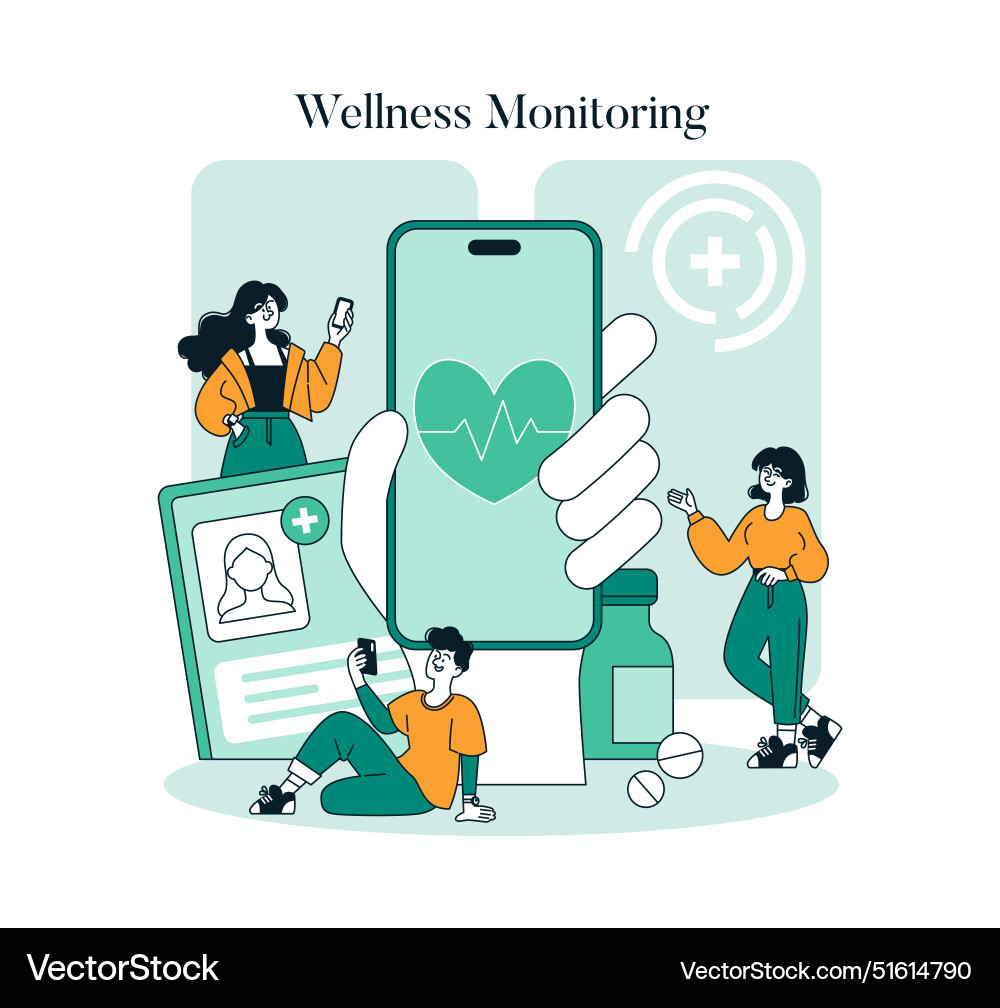 Wellness monitoring flat Royalty Free Vector Image