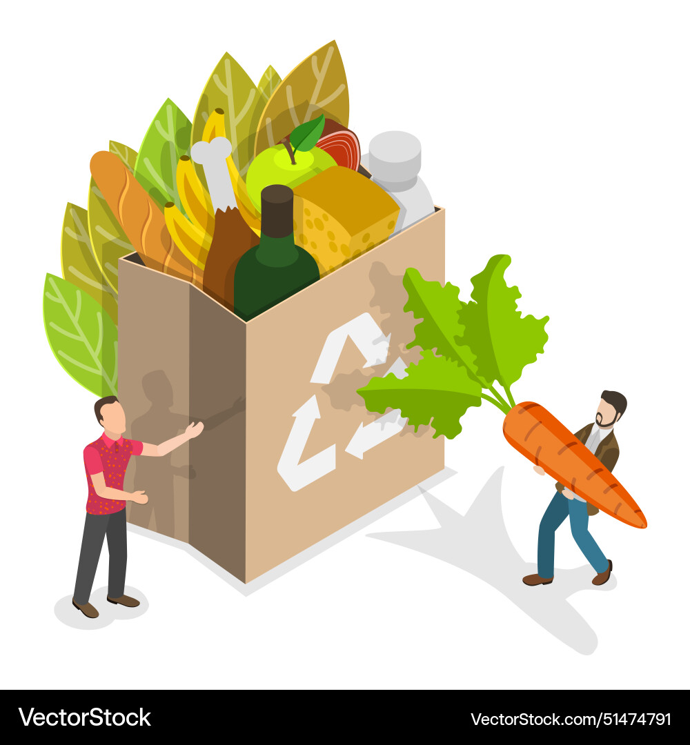 3d isometric flat of sustainability Royalty Free Vector