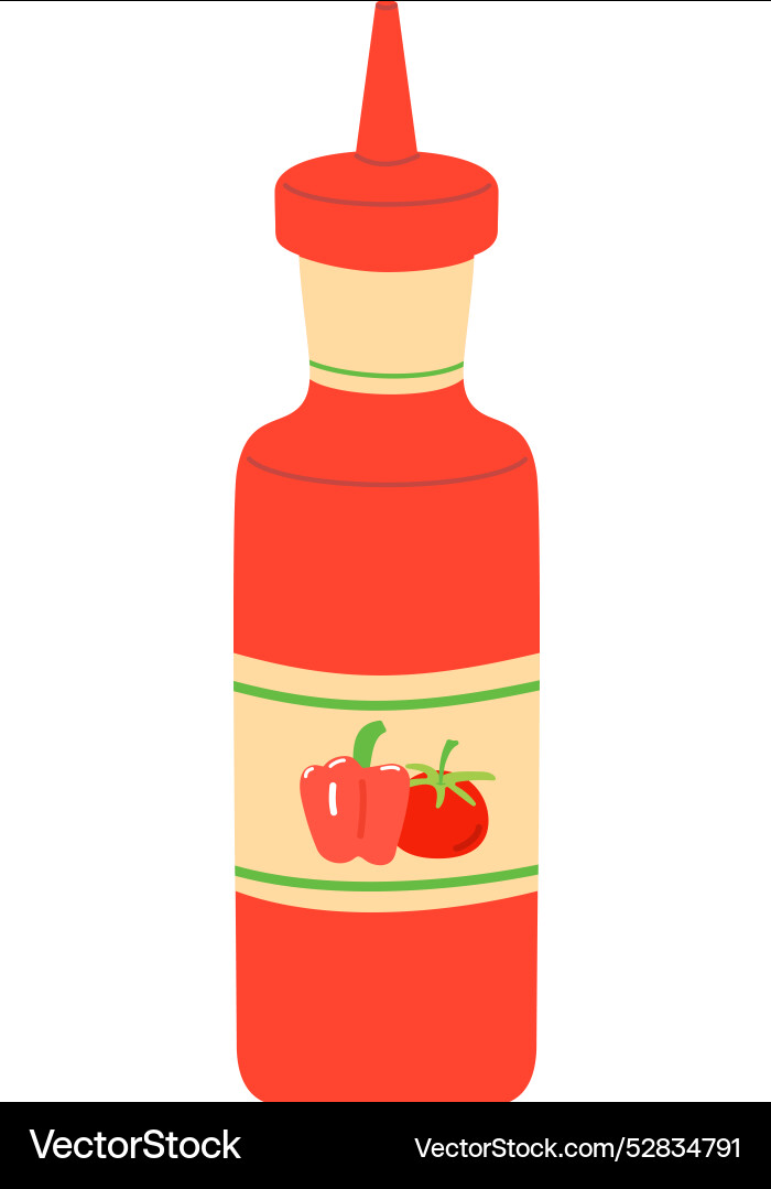 Bbq sauce red tomato ketchup bottle icon Vector Image