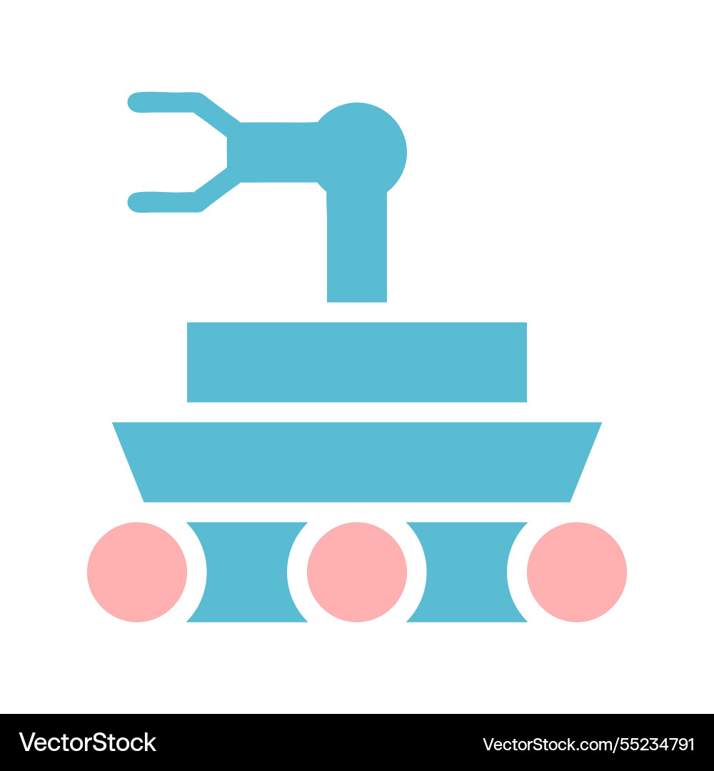 Blue robot arm vehicle with pink wheels isolated Vector Image