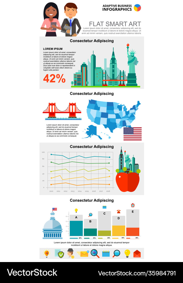 Colorful research infograph charts set Royalty Free Vector