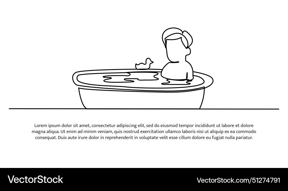 Continuous line design of toddler soaking Vector Image