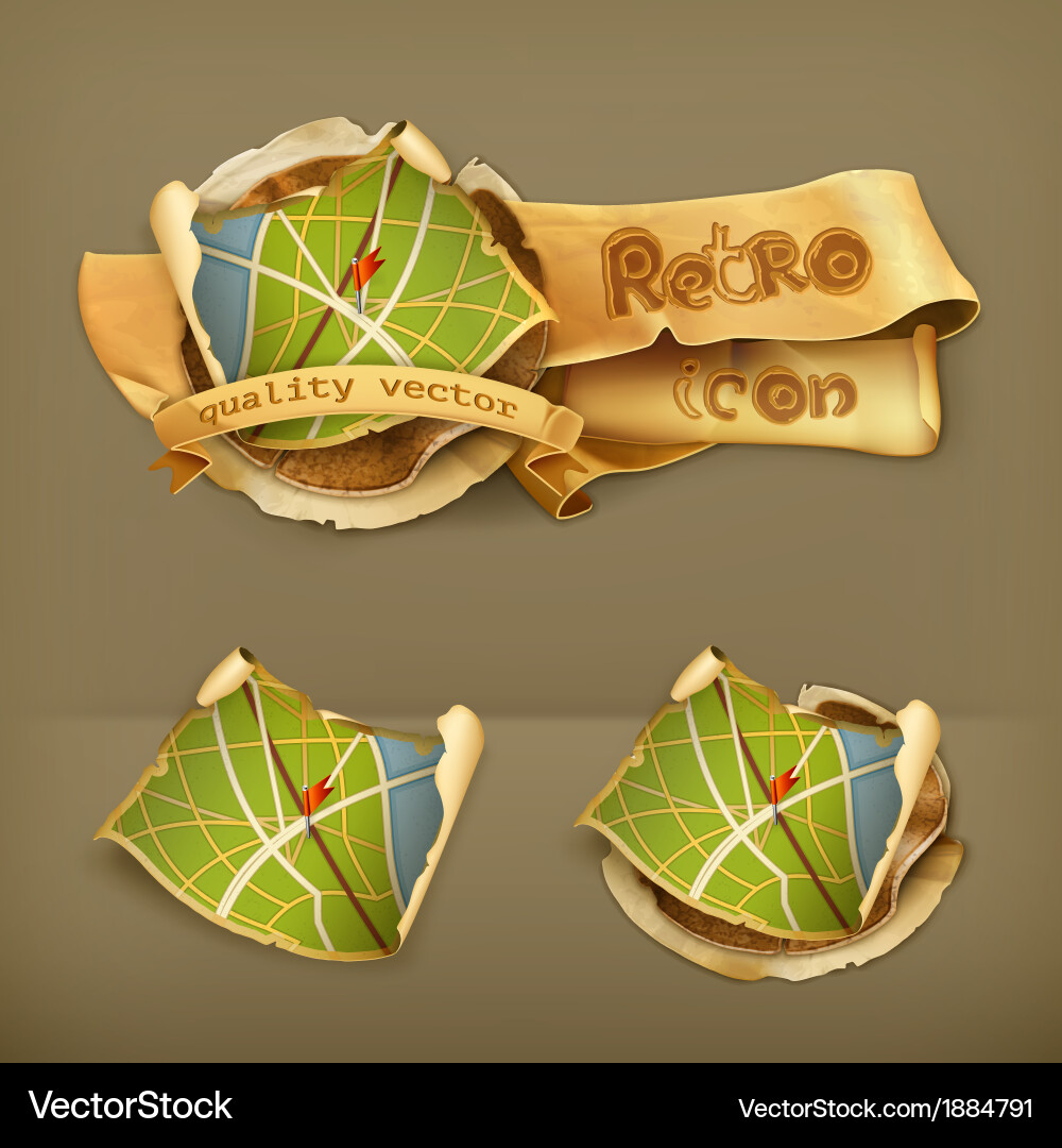 Map old icon Royalty Free Vector Image - VectorStock