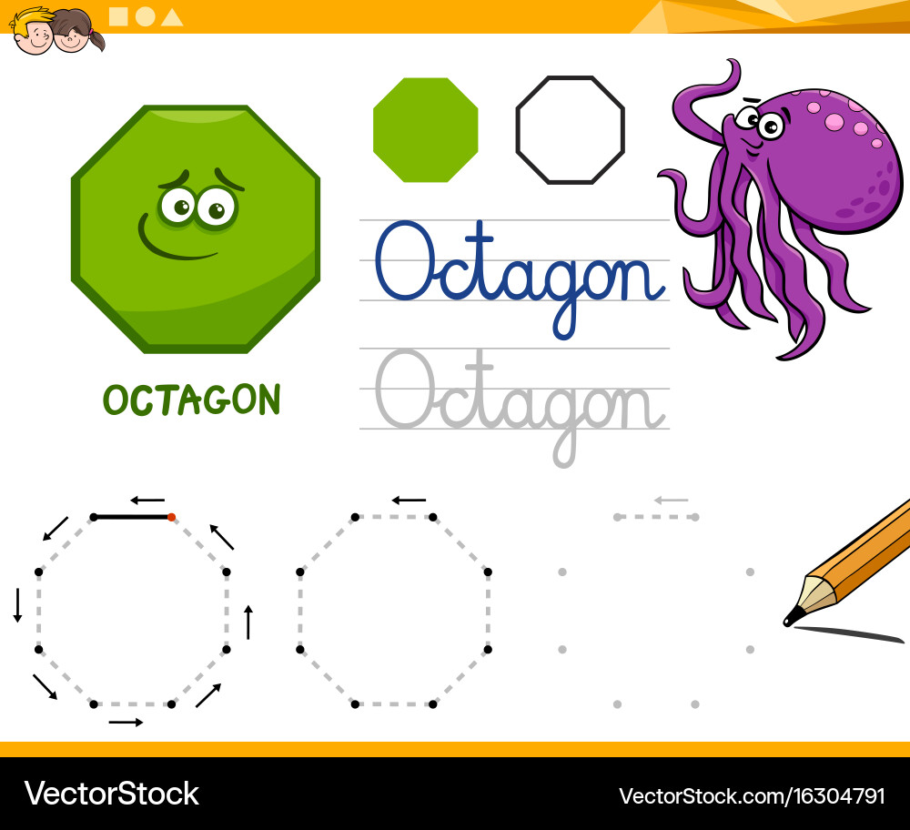 Octagon cartoon basic geometric shapes Royalty Free Vector