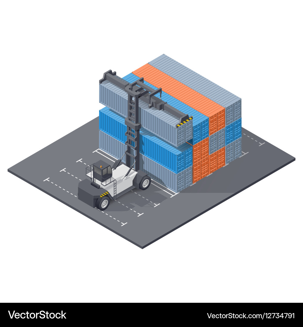 Port loader stacks 40 foot containers isometric Vector Image
