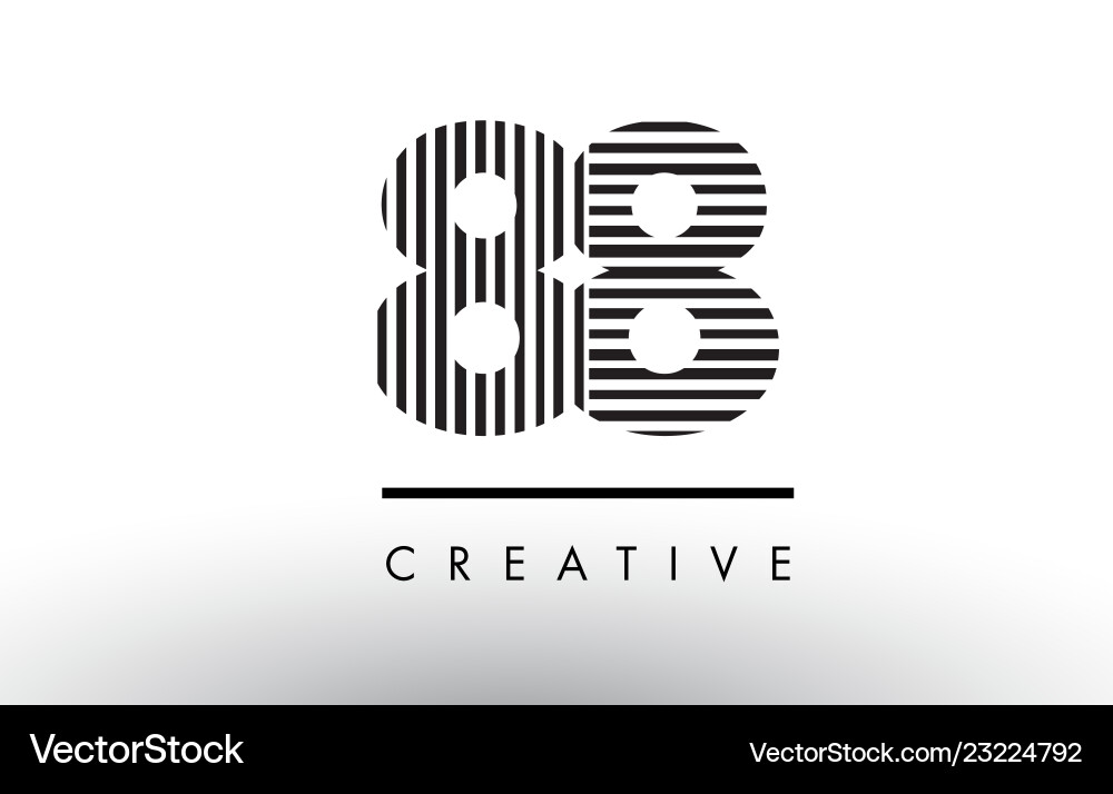 88 black and white lines number logo design Vector Image