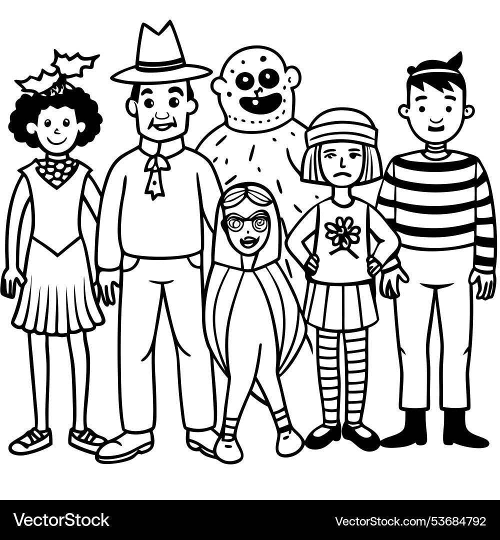 A group of pets dressed in festive costumes Vector Image