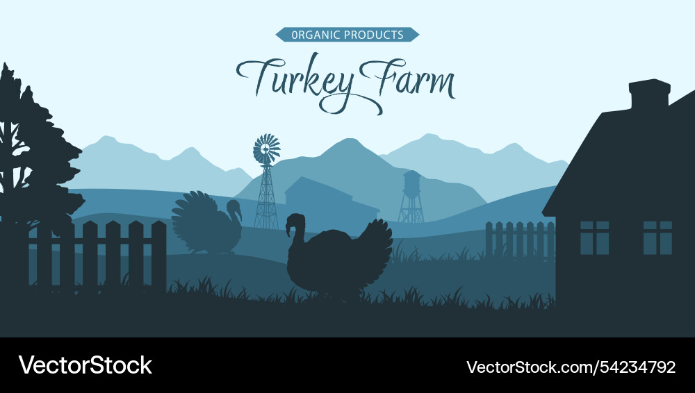 A serene turkey farm landscape Royalty Free Vector Image