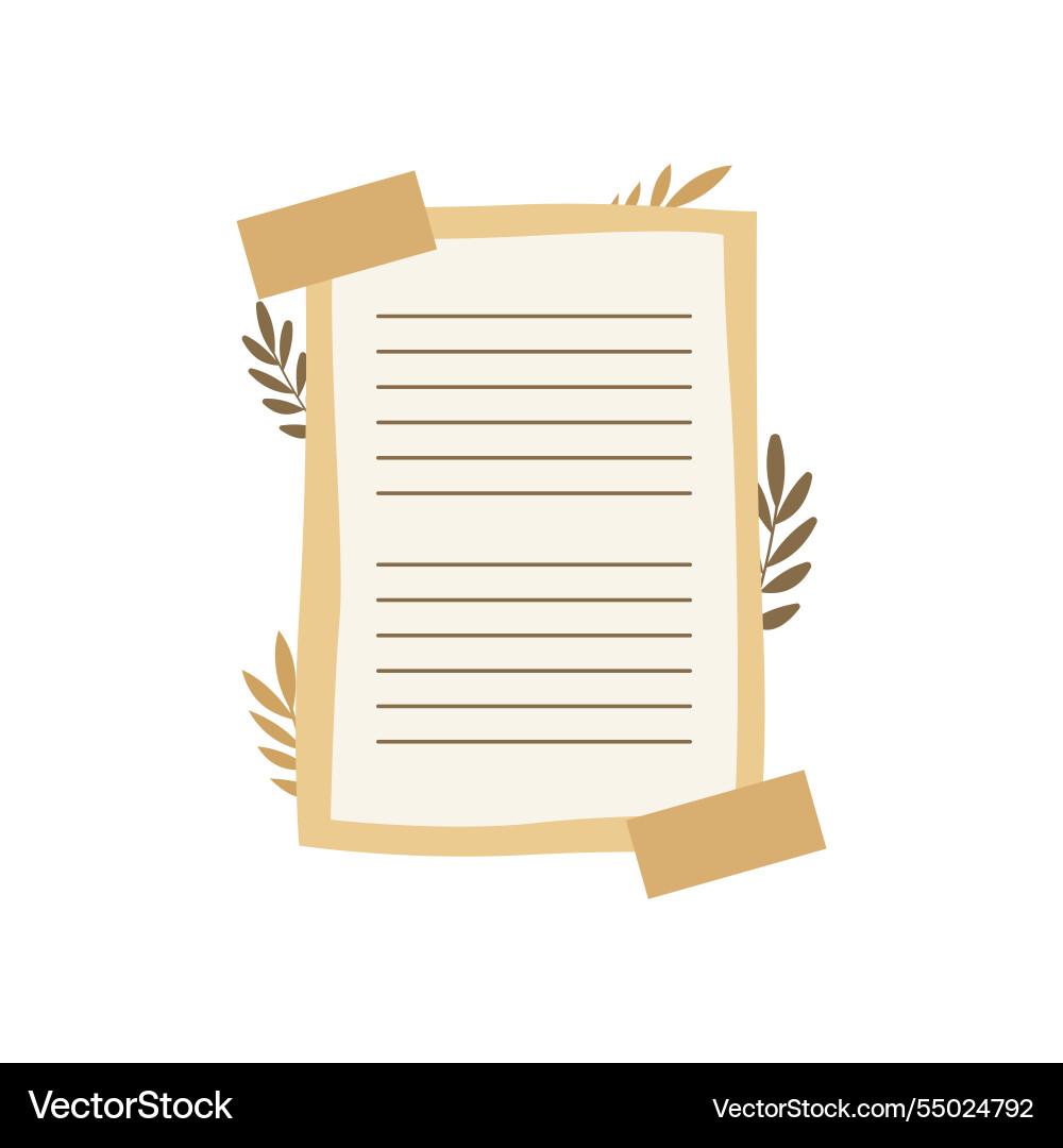 Aesthetic blank brown paper note office Royalty Free Vector