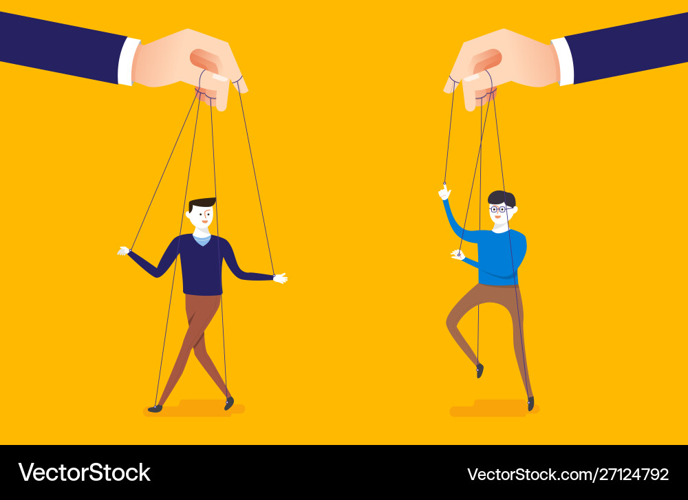 Business concept big hand and a businessman Vector Image