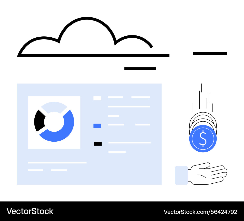 Cloud-based financial software with pie chart Vector Image