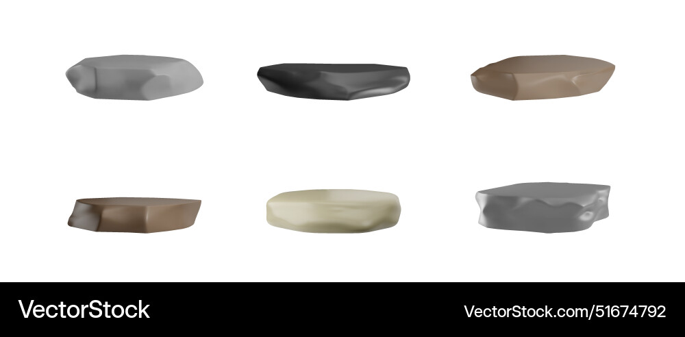 Collection of 3d icon boulders with clear Vector Image