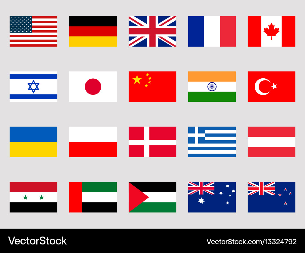 Collection of flags the world Royalty Free Vector Image