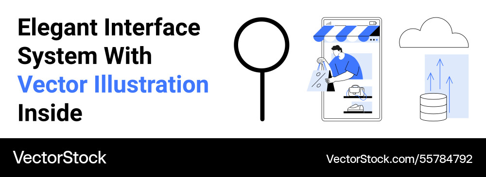 Digital interface tools featuring search online Vector Image
