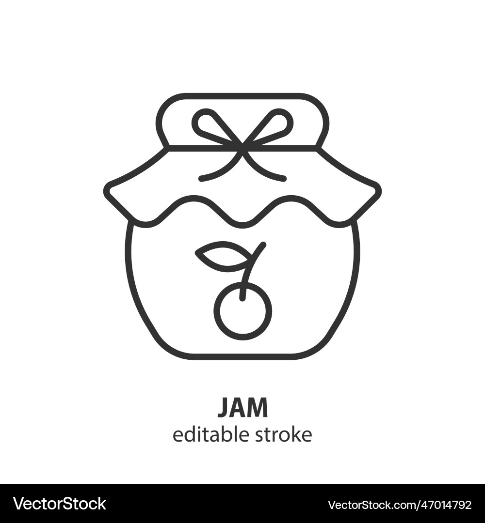Jar of jam line icon marmalade symbol editable Vector Image