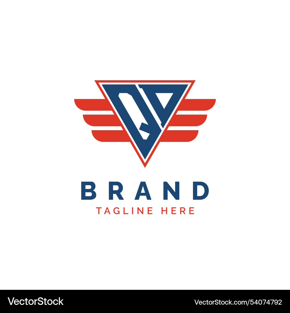 Patriotic qd logo initials letter qd winged logo Vector Image