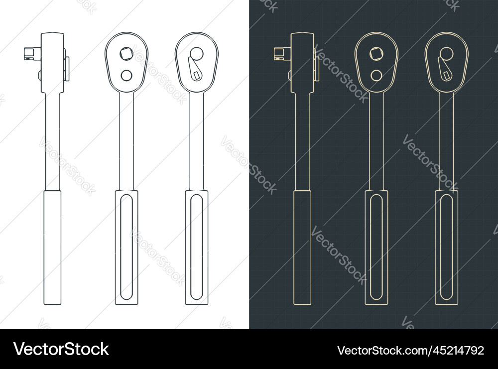 Ratchet key blueprints Royalty Free Vector Image