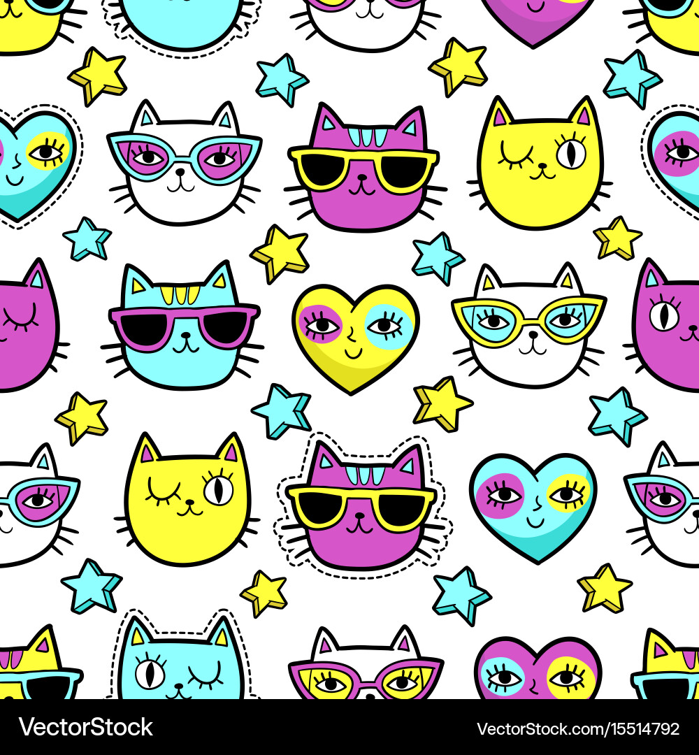 Retro Fashion Patch Pattern Royalty Free Vector Image