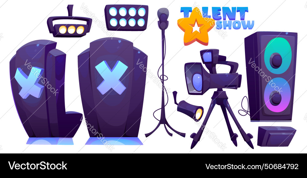 Talent show stage equipment set Royalty Free Vector Image