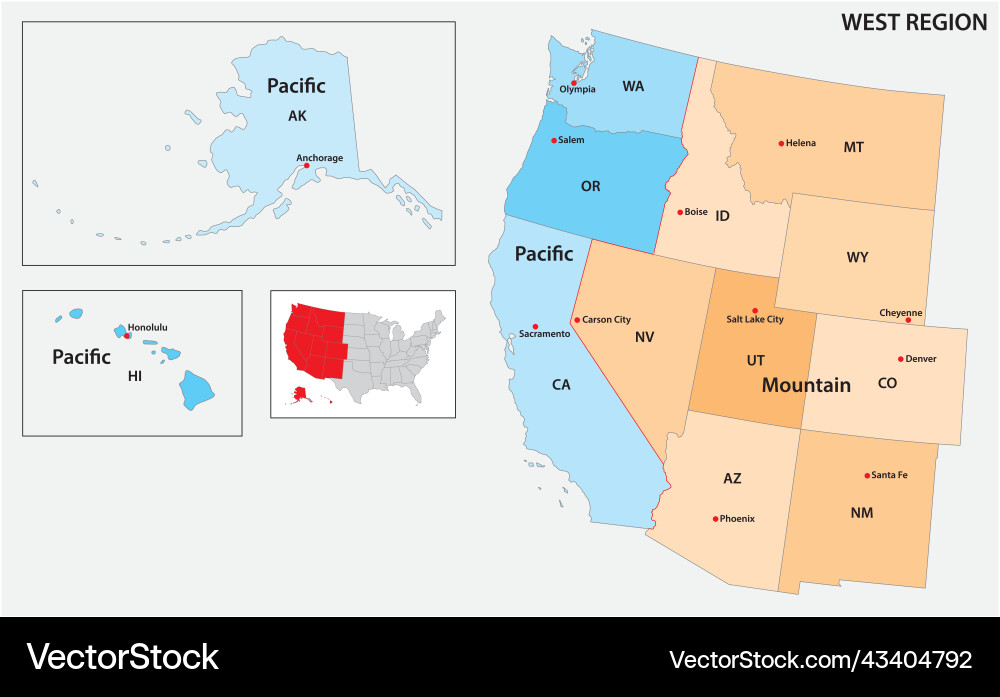 US Census Region West Map Royalty Free Vector Image