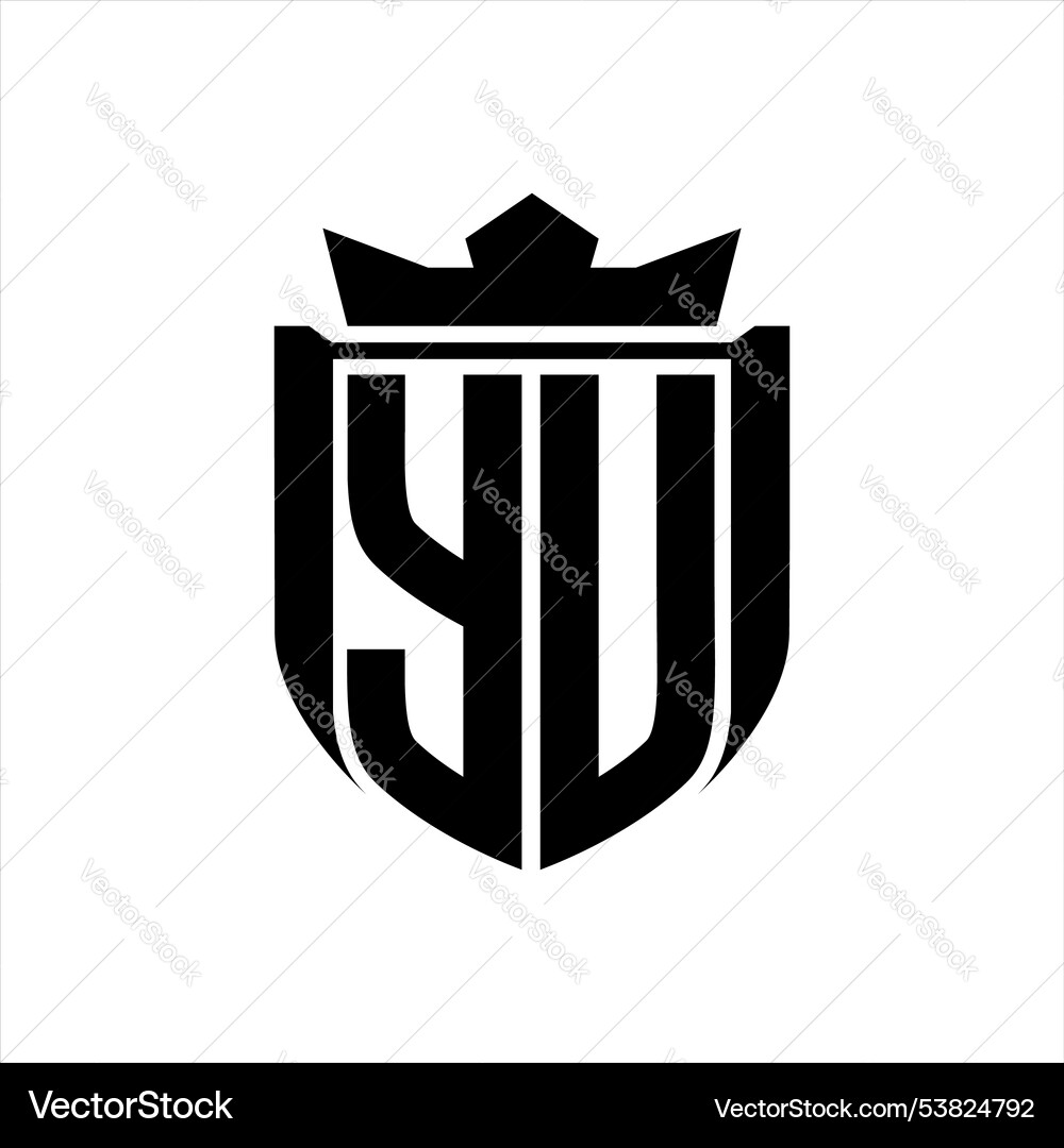 Yu logo with shield shape geeometric crown Vector Image