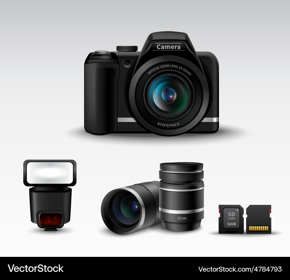 Camera and Flash Accessories Royalty Free Vector Image