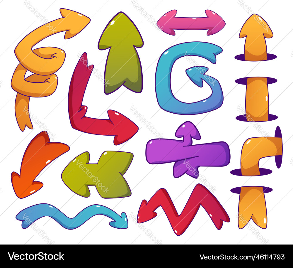 Cartoon quirky arrow set retro comic spiral shape Vector Image